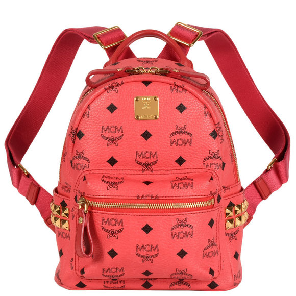 MCM | Bags | Mcm Logogram Visetos Stark Backpack Leather Canvas Red ...